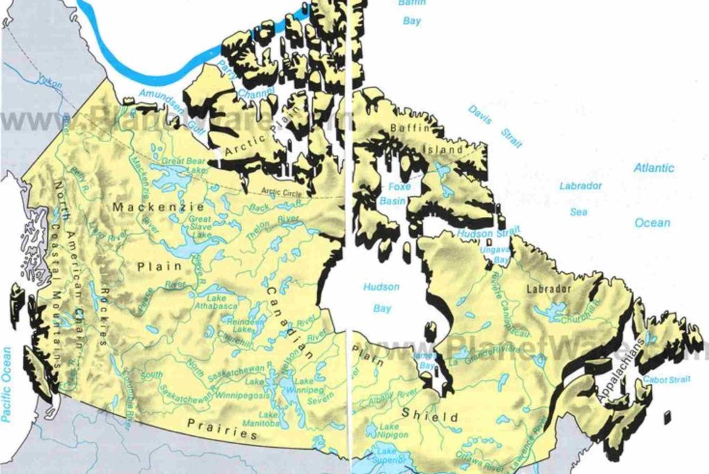 Easy Labeled Canada Map: Rockies & St. Louis